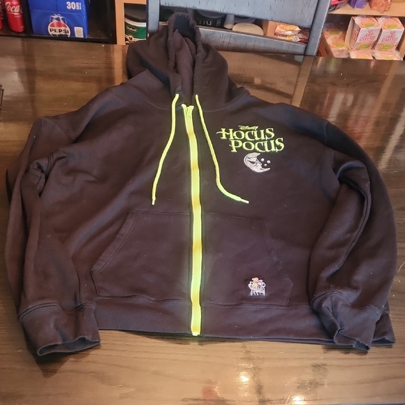 Disney | Tops | Disney Hocus Pocus Black Hoodie With Neon Green Details ...